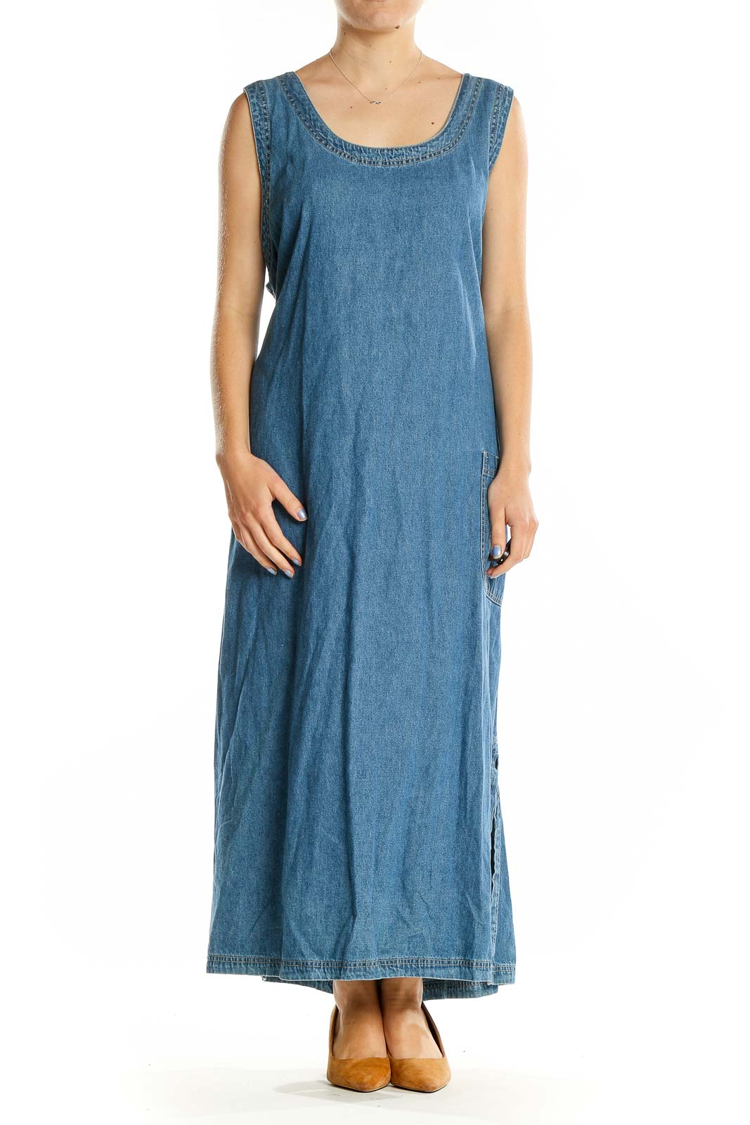 Vintage Blue Denim Maxi Dress with Button-Back - Size 3X – SilkRoll