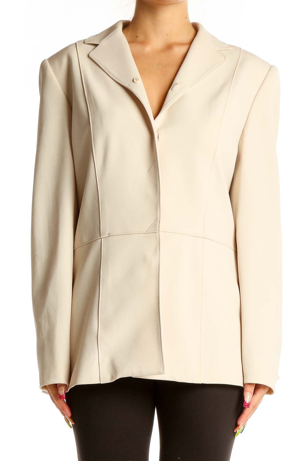 Halston Cream Structured Blazer Jacket | Elegant Women's Outerwear ...